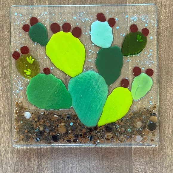 Art | Fused Glass Cactus Tile | Poshmark